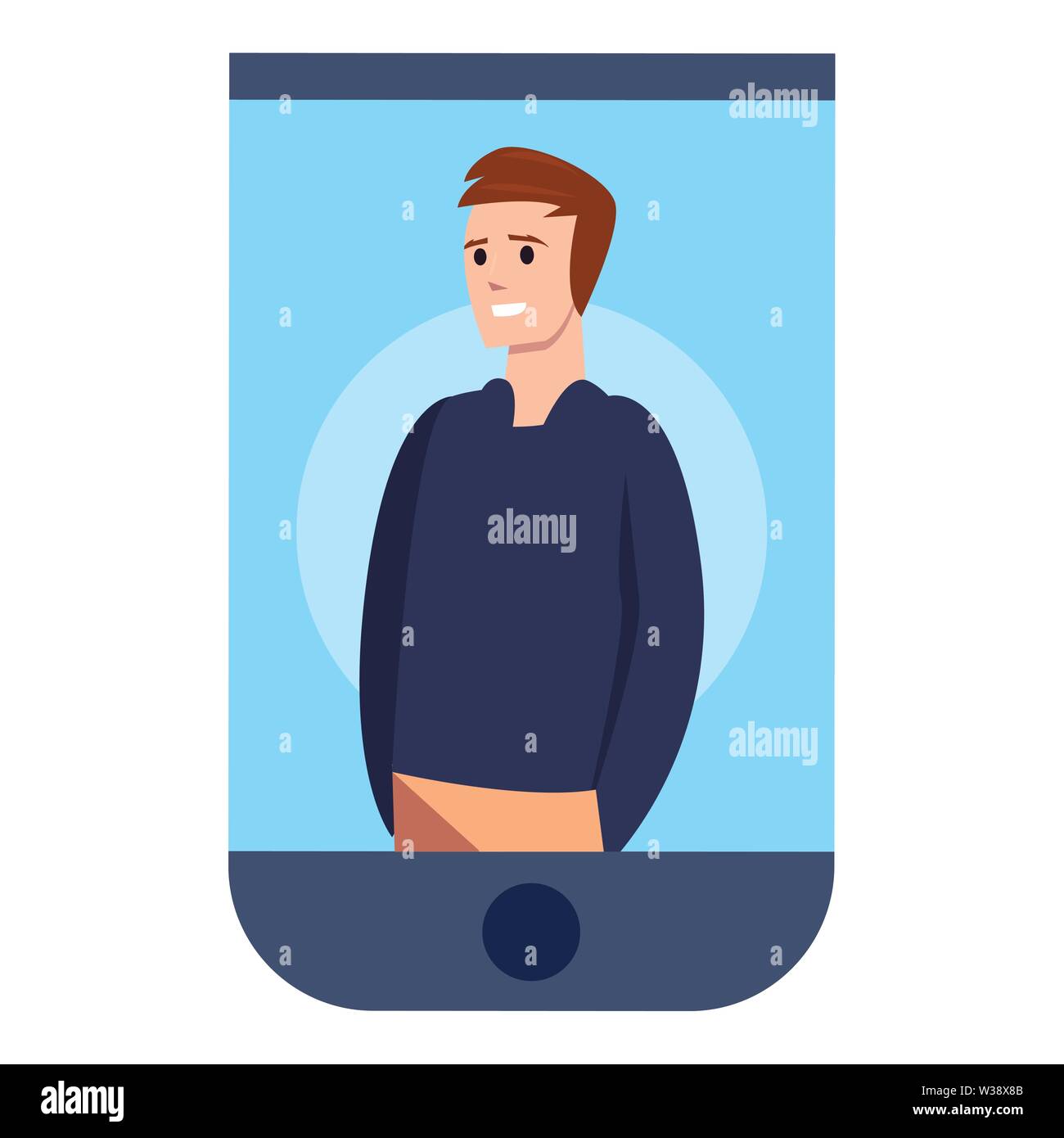 smartphone man happy people avatar vector illustration Stock Vector ...