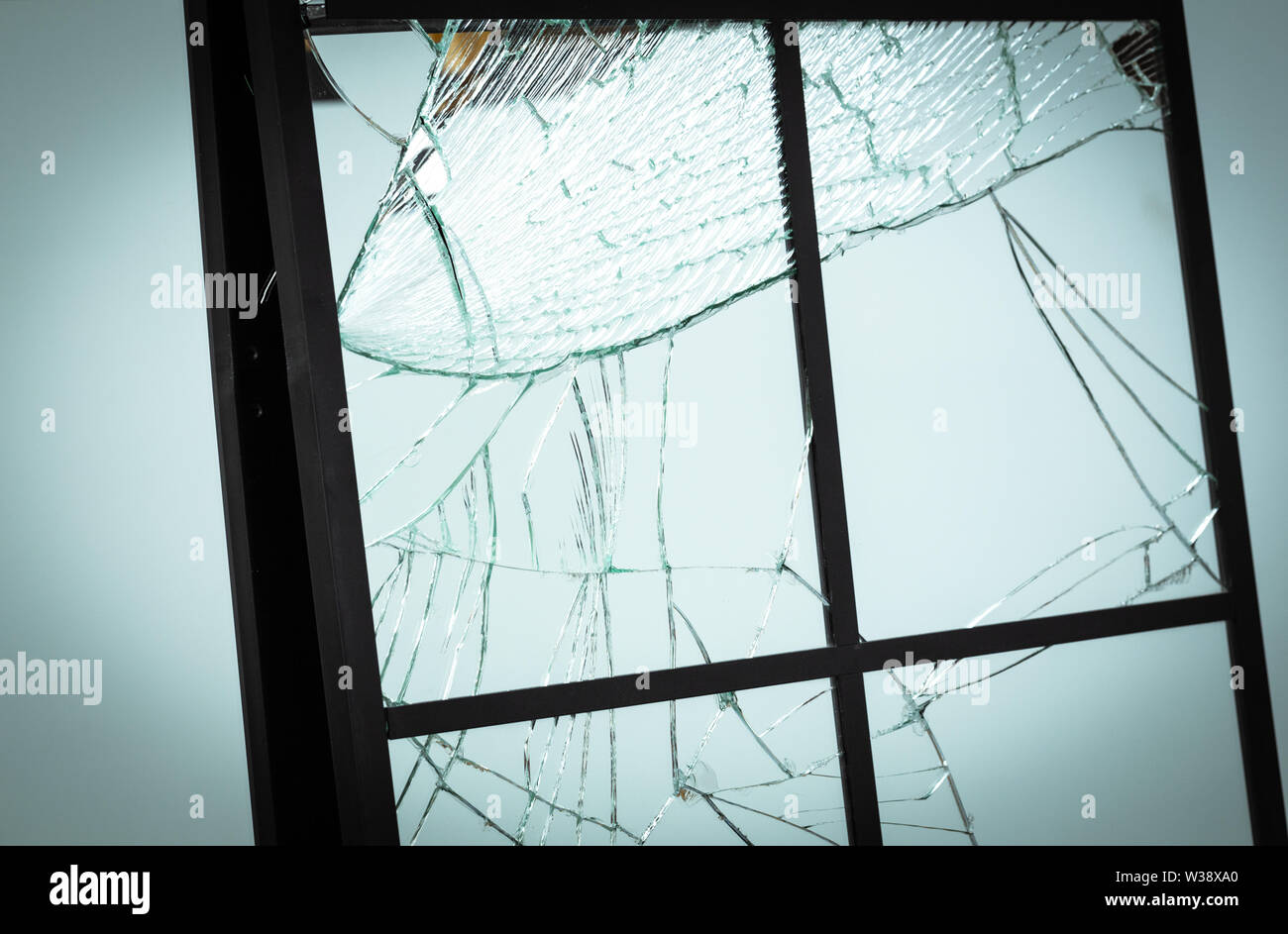 cracked glass in a glass factory Stock Photo - Alamy