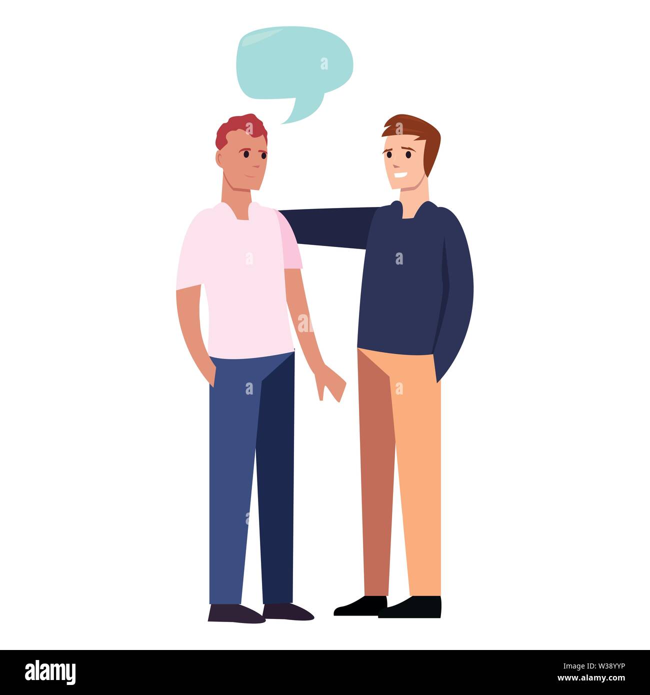 men happy young people talk bubble on white background vector ...