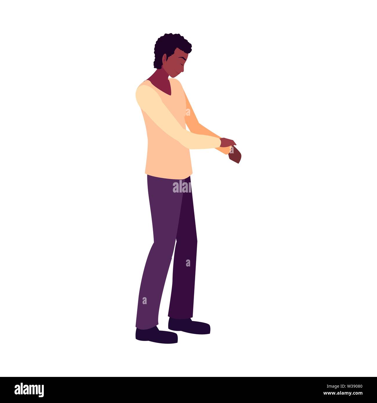 man looking down character white background vector illustration Stock ...