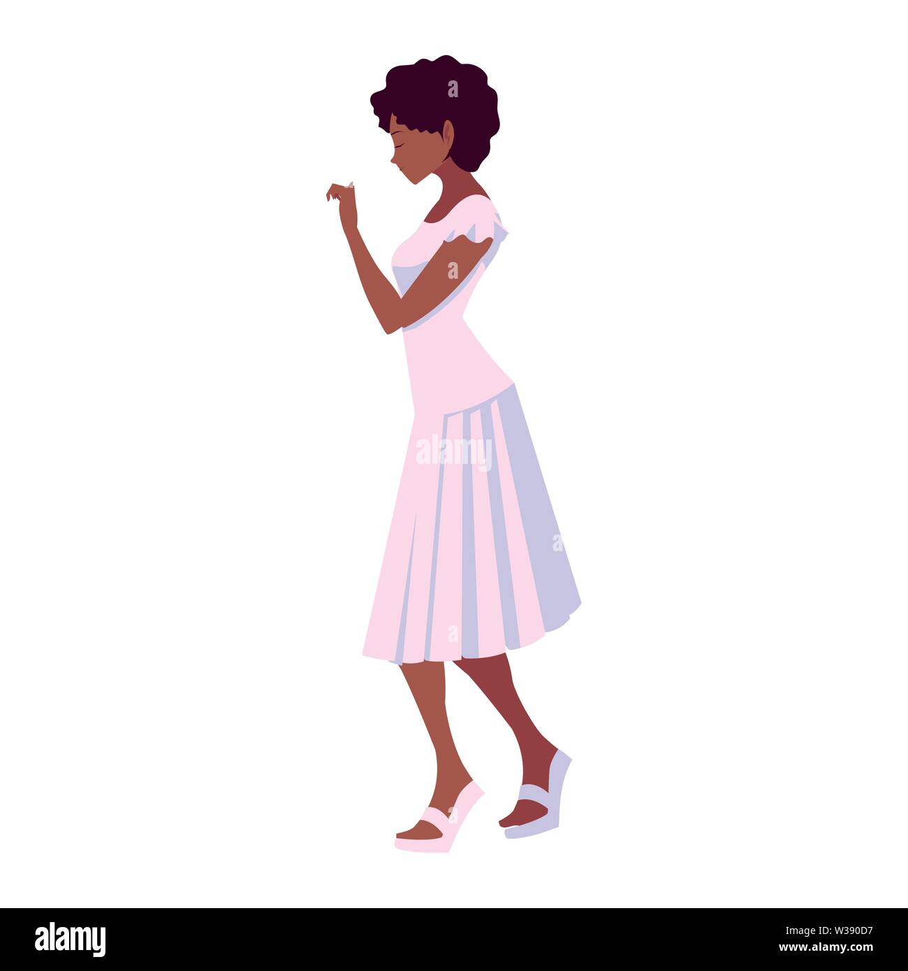 beautiful woman character side view white background vector ...