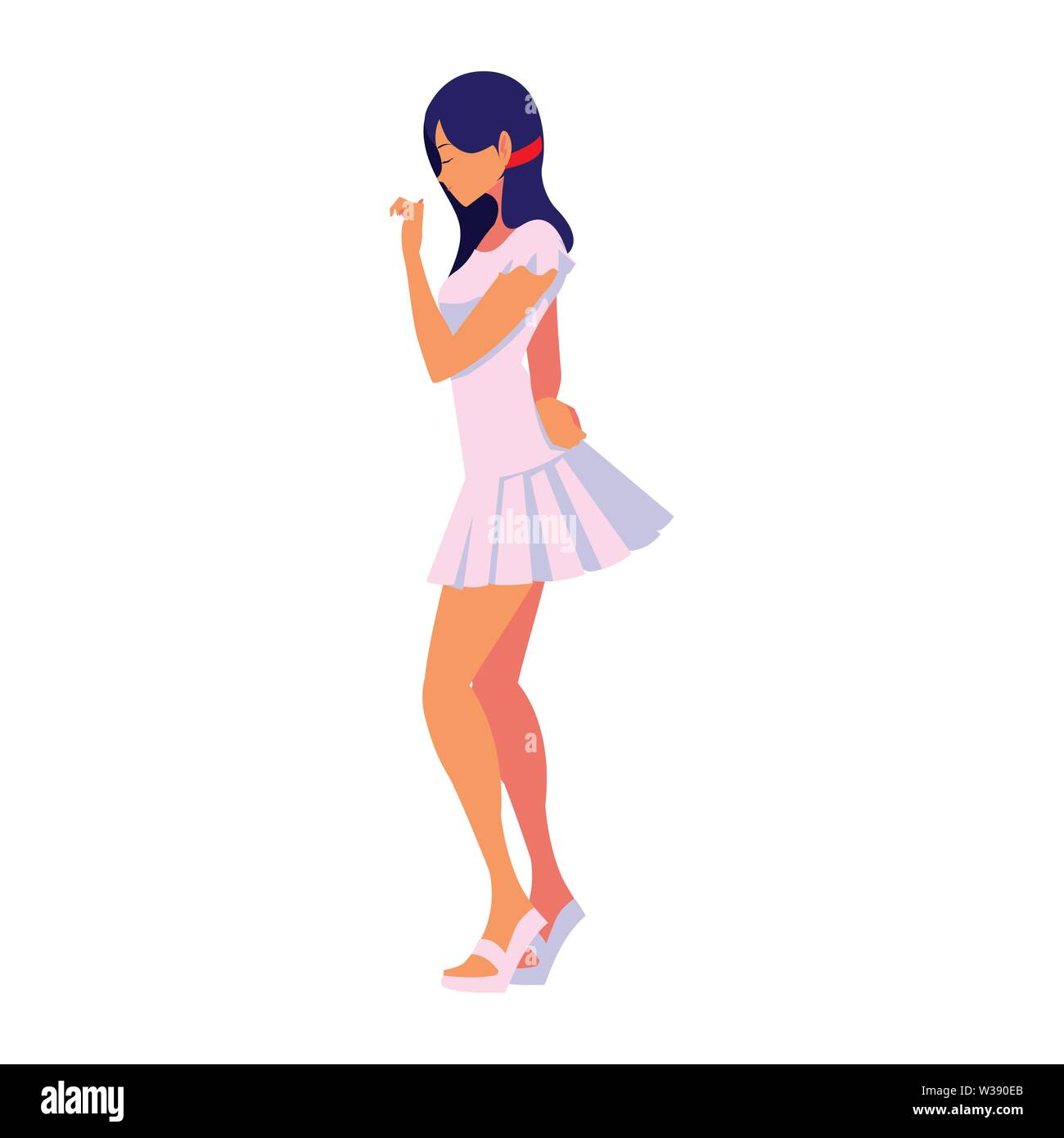 beautiful woman character side view white background vector ...
