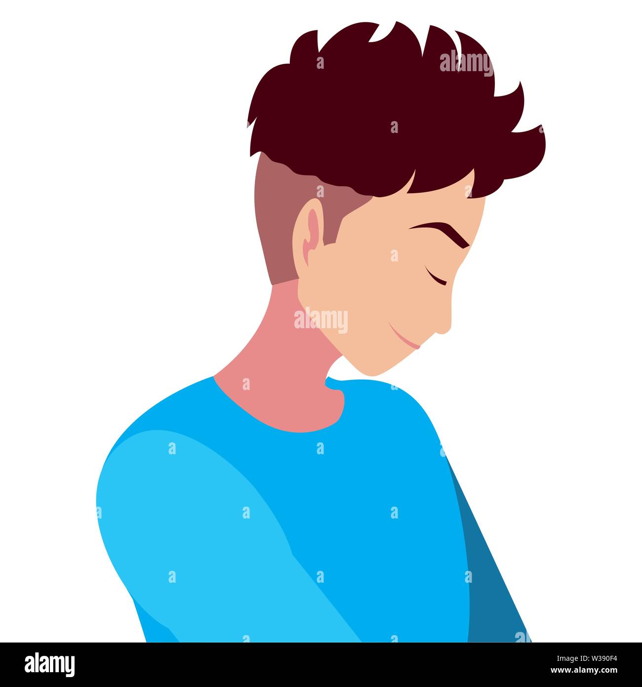 man looking down character white background vector illustration Stock ...