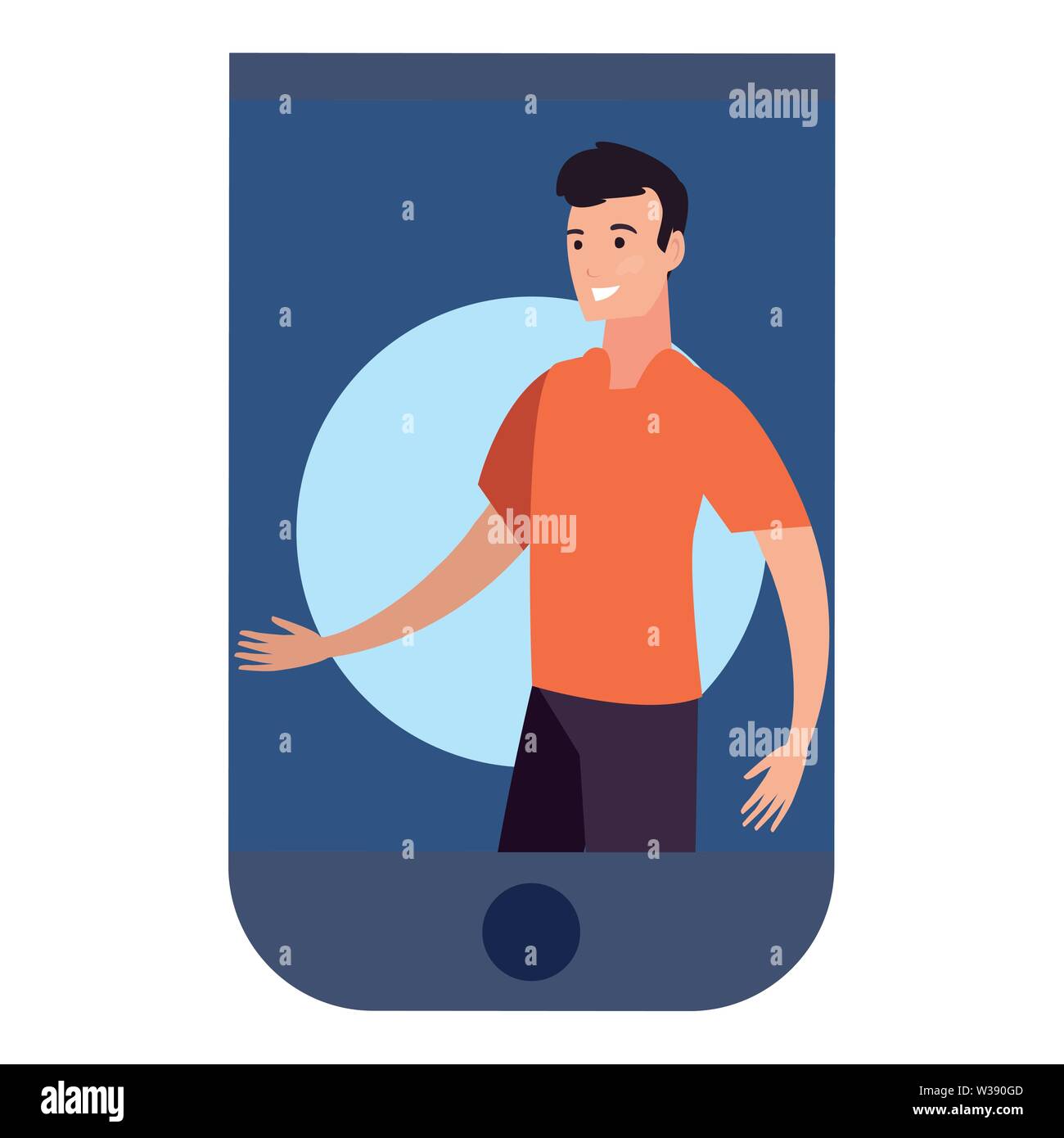 smartphone man happy people avatar vector illustration Stock Vector ...