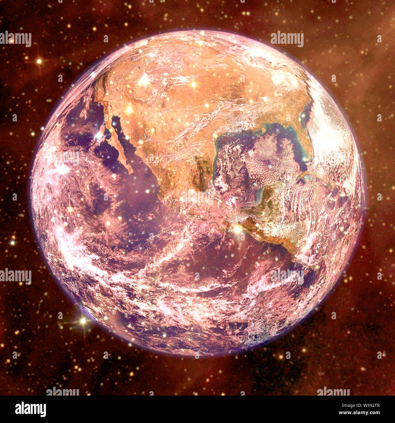 Planet Earth in deep space, cosmic landscape. Elements of this image ...