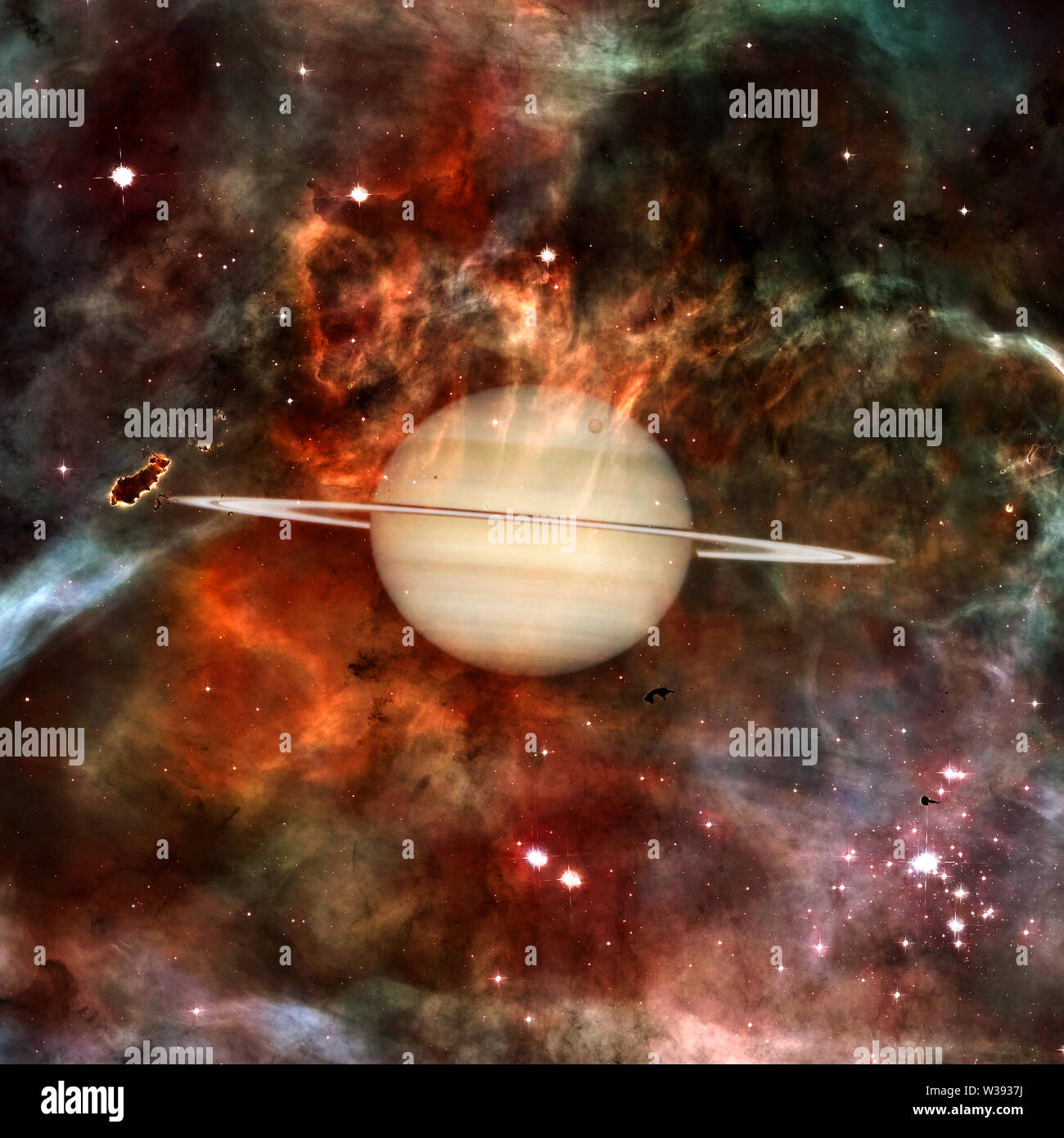 Saturn - planet of the Solar system. Science wallpaper. Elements of ...