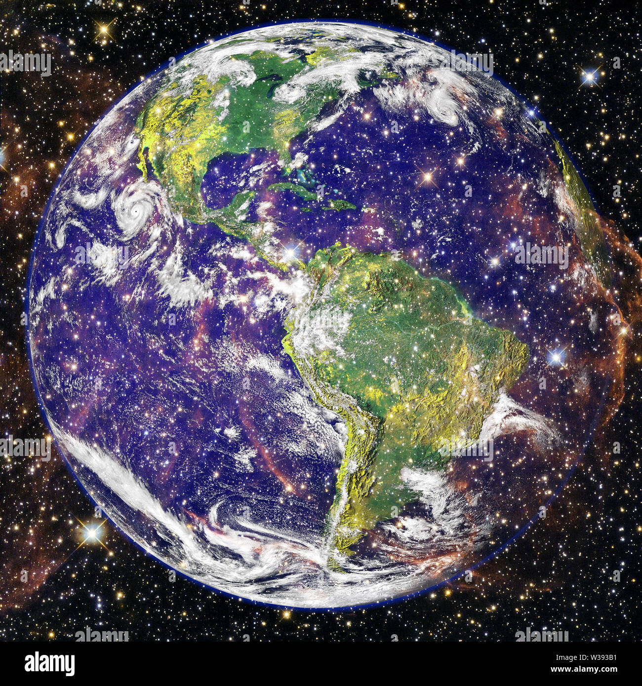 Planet Earth in deep space, cosmic landscape. Elements of this image ...