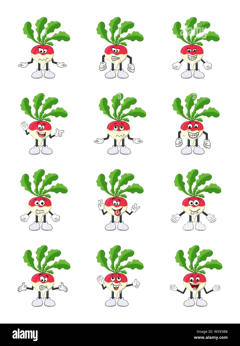 turnip set cartoon character illustration isolated on white background ...