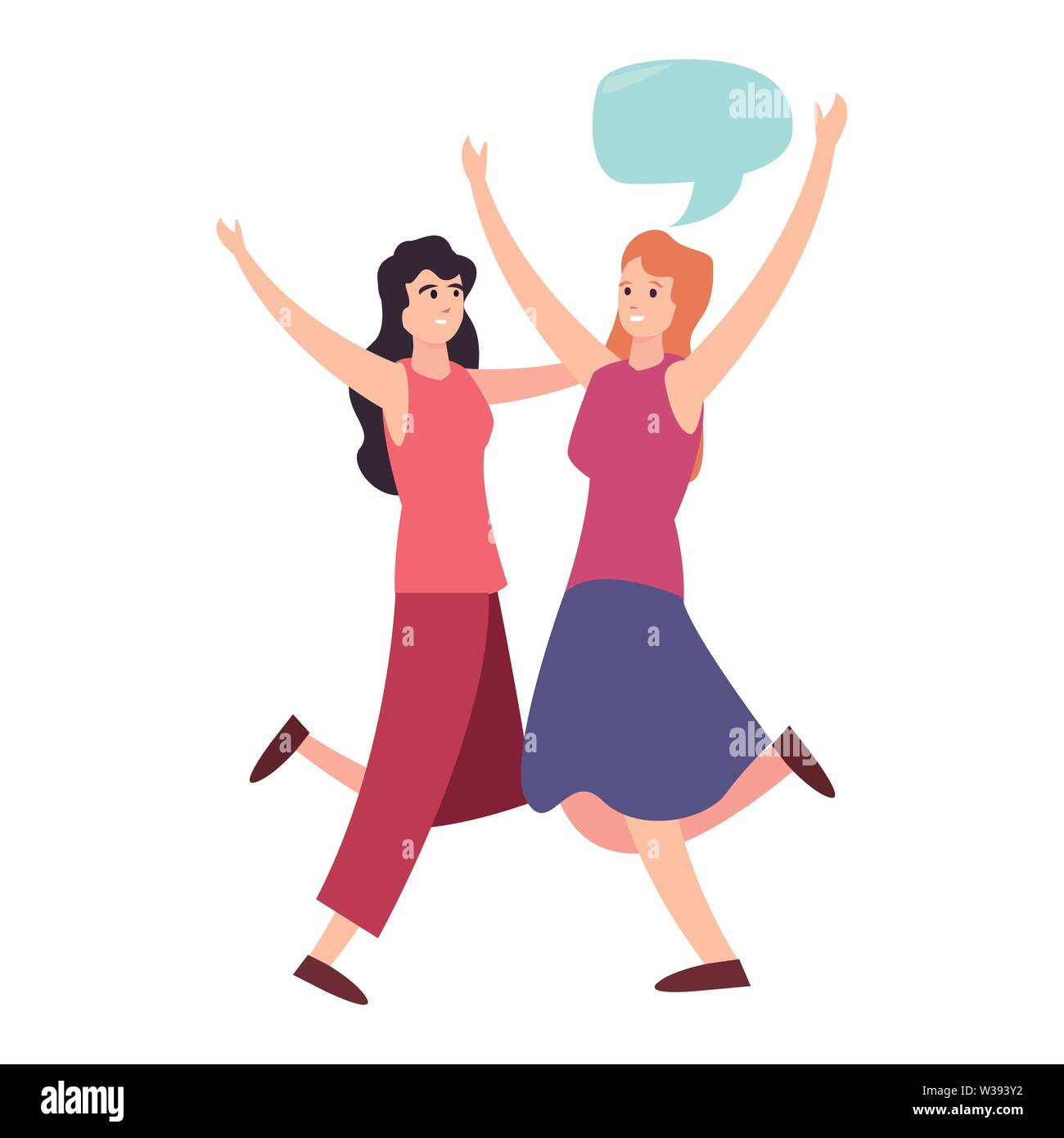 women happy young people talk bubble on white background vector ...