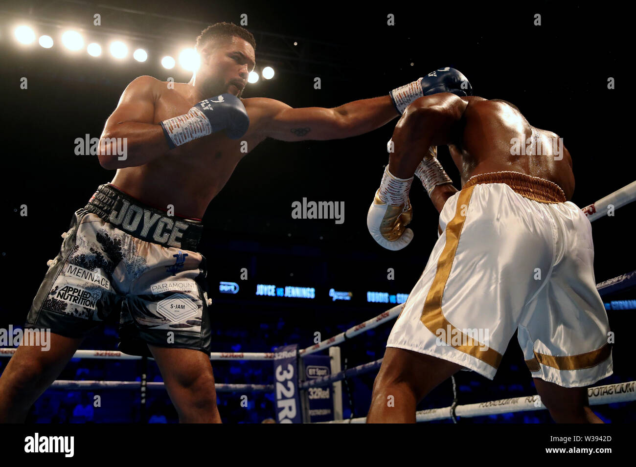 Joe Joyce (left) in action against Bryant Jennings during the WBA Gold ...