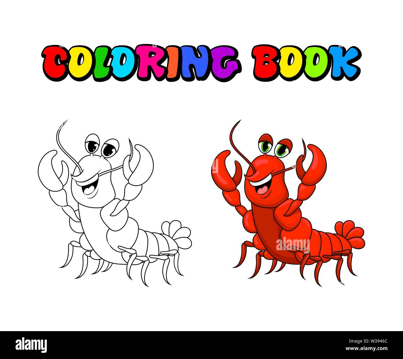 crawfish coloring book cartoon cute character illustration isolated on ...