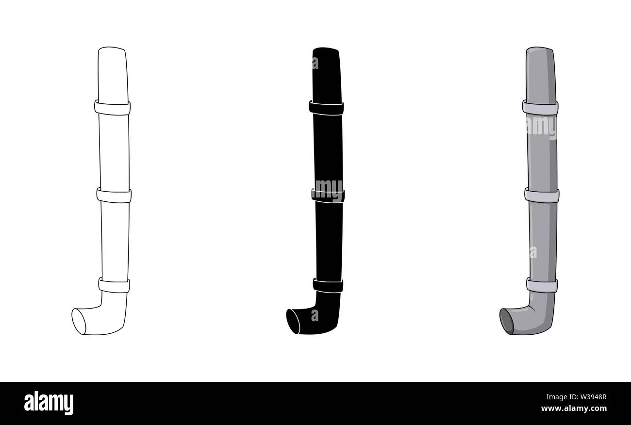 gutter set water roof cartoon illustration isolated on white background ...
