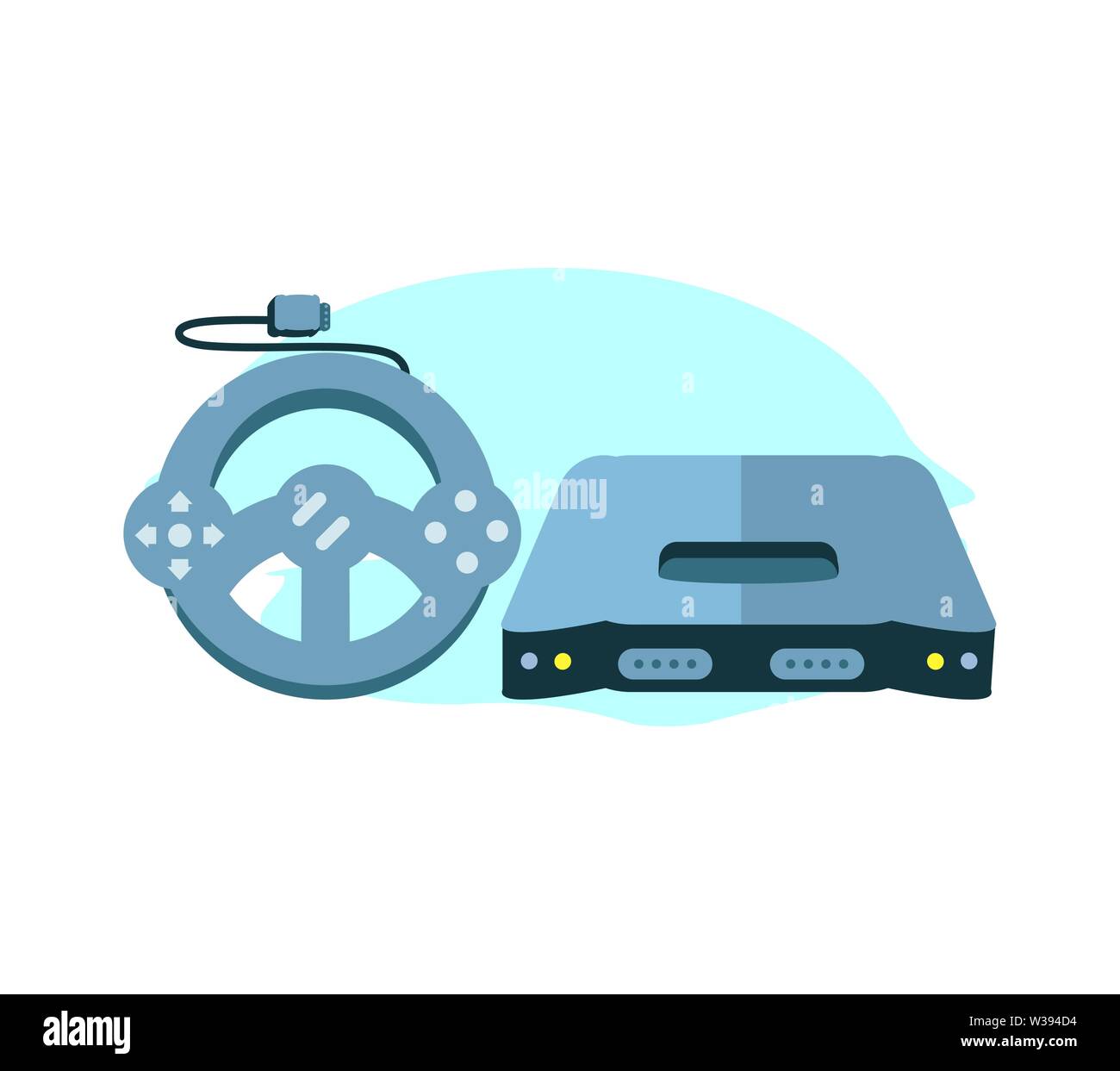 retro video game console with car wheel vector illustration design ...