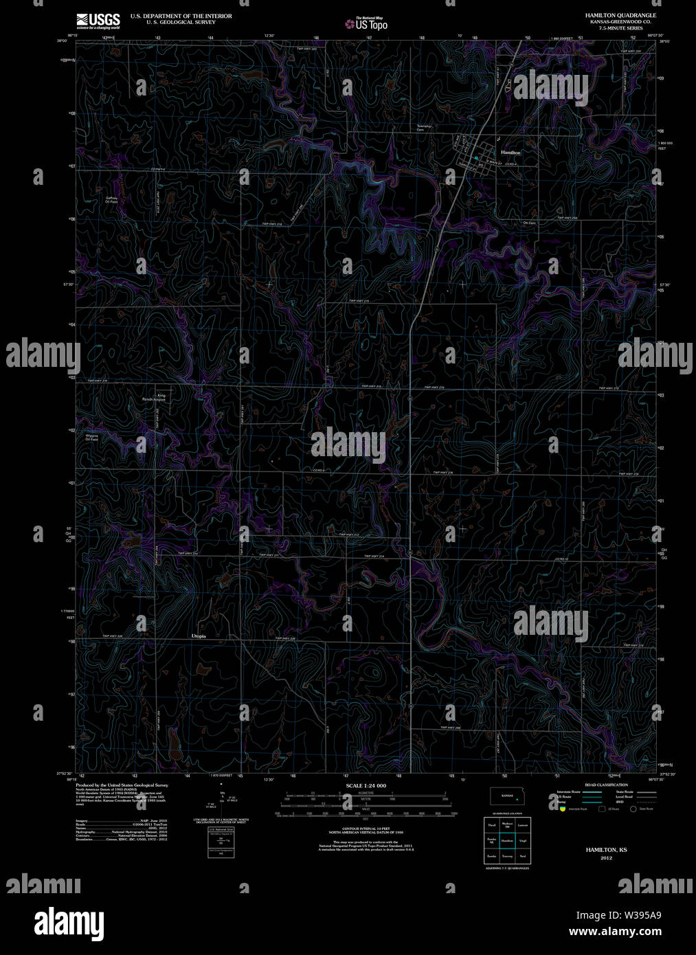 Map of hamilton kansas hi-res stock photography and images - Alamy