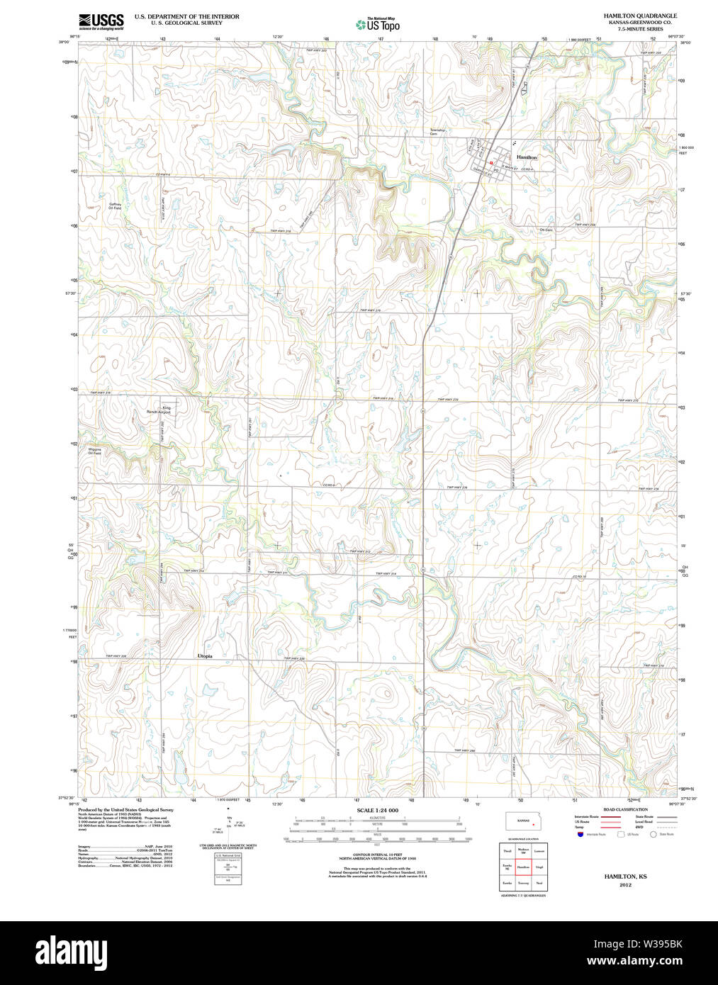 Map of hamilton kansas hi-res stock photography and images - Alamy