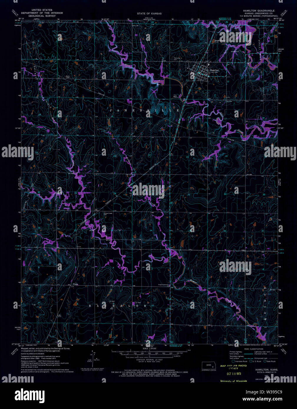 Map of hamilton kansas hi-res stock photography and images - Alamy