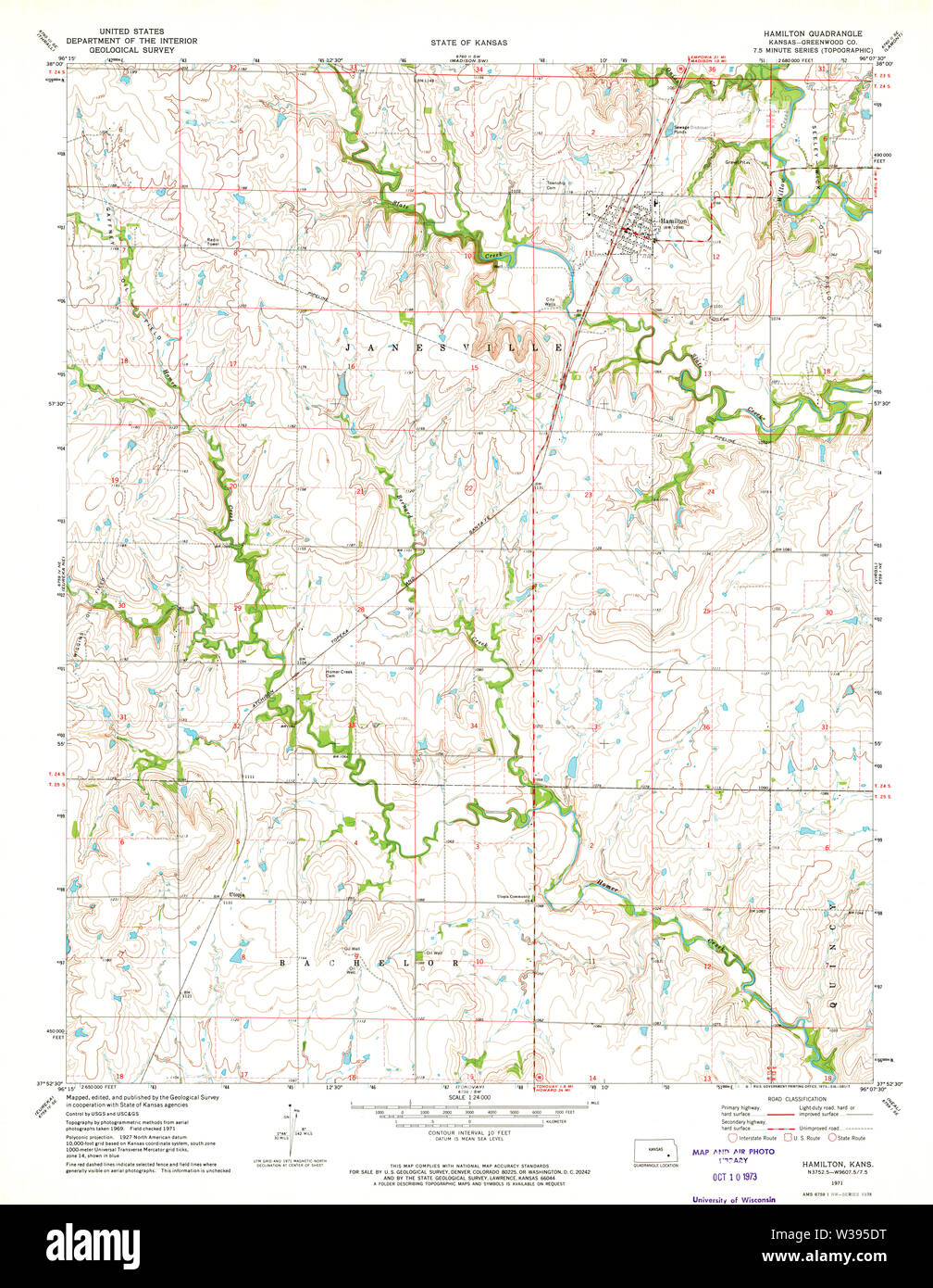 Map of hamilton kansas hi-res stock photography and images - Alamy