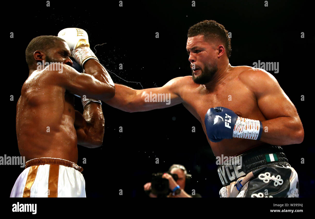 Joe Joyce (right) in action against Bryant Jennings during the WBA Gold ...