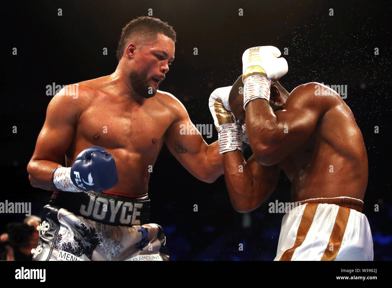 Joe Joyce (left) in action against Bryant Jennings during the WBA Gold ...