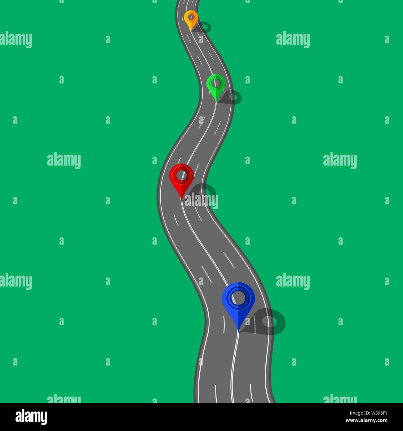 Road and Highway Elements with Markers for City Map Creation. Path ...