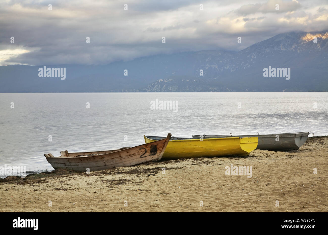 Beach in Pogradec. Albania Stock Photo - Alamy