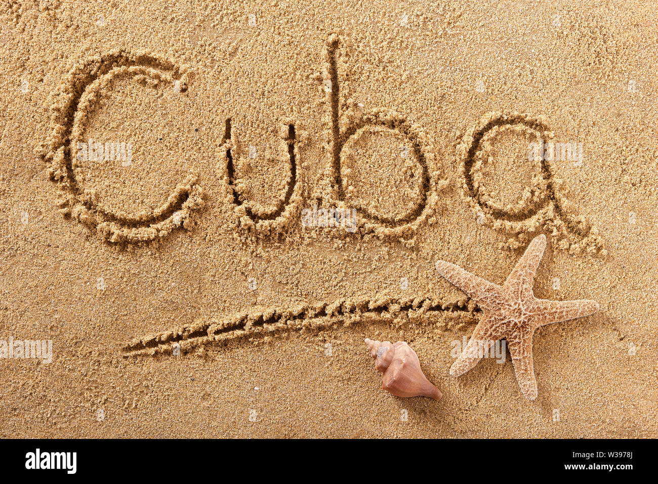 Cuba beach word summer travel writing concept Stock Photo - Alamy