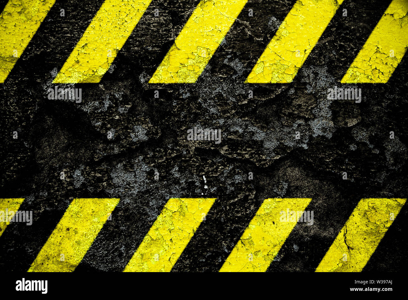 Warning danger sign yellow and black stripes pattern with black area ...
