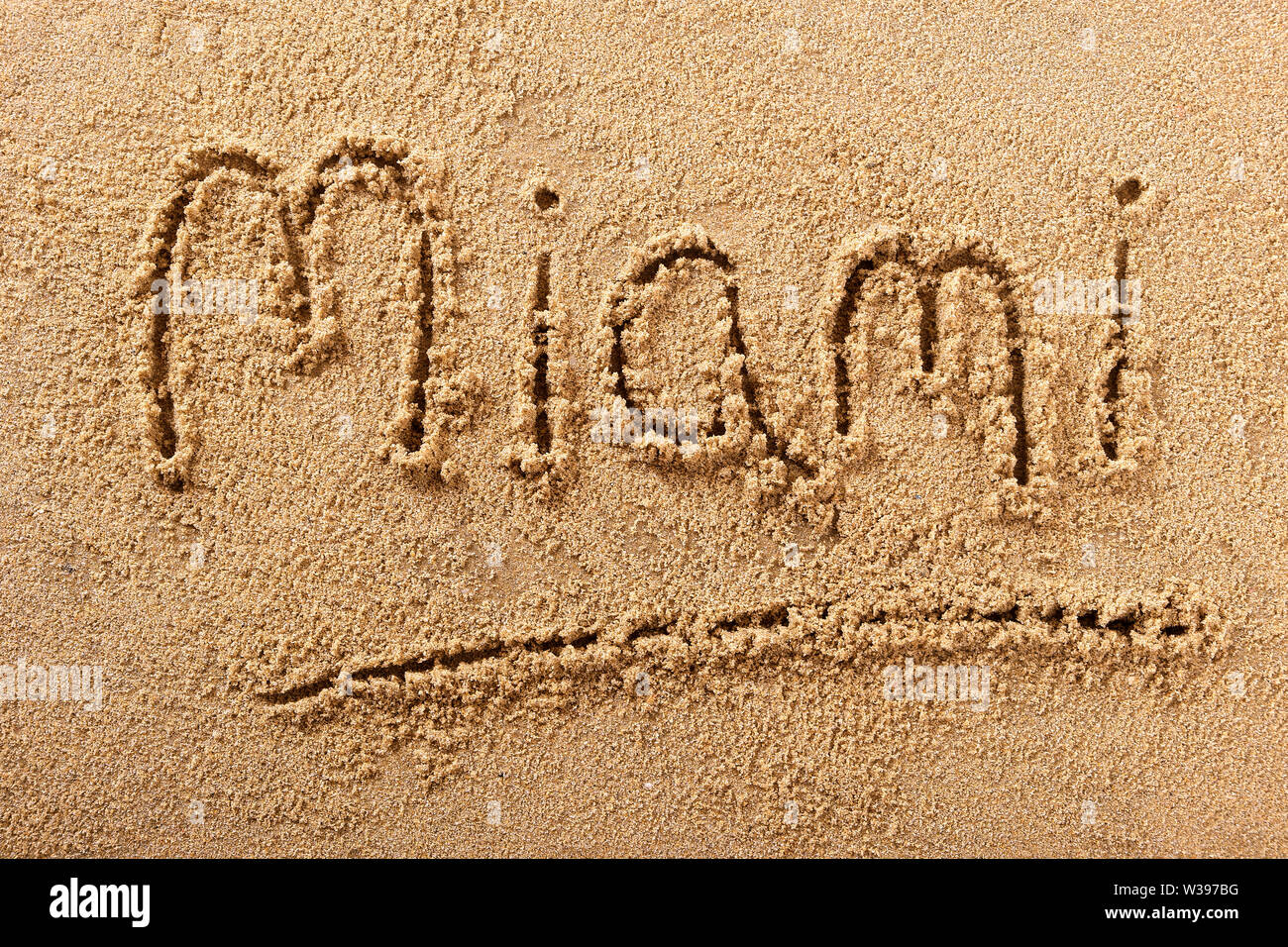 Miami Florida beach word summer travel writing concept Stock Photo - Alamy