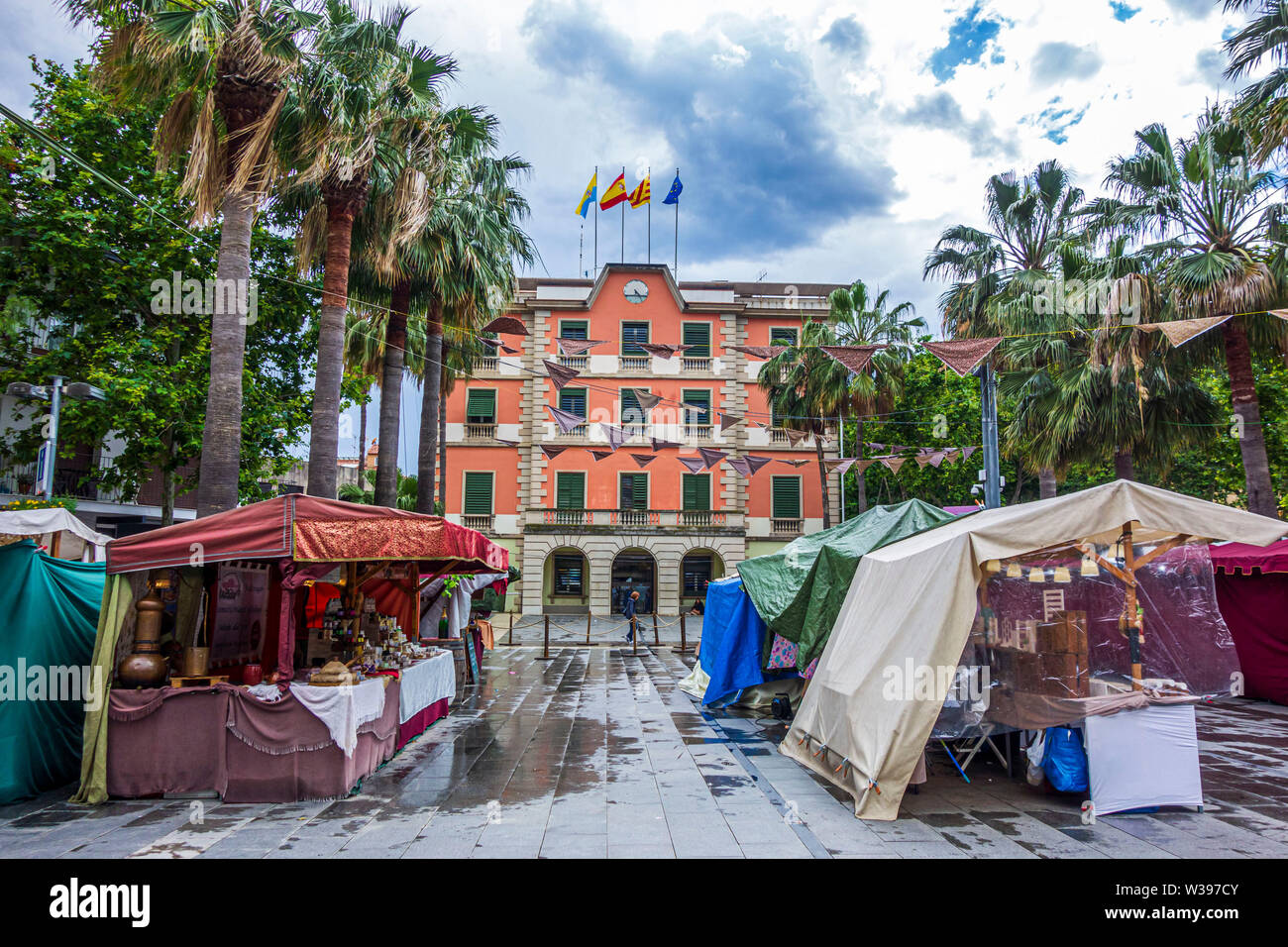 Castelldefels,Spain. City Hall, Town Hall, Ajuntament and public market ...