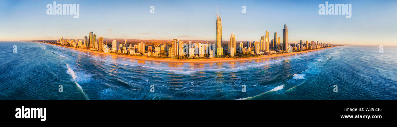 Gold Coast Surfers Paradise high-rise tower buildings on waterfront of ...