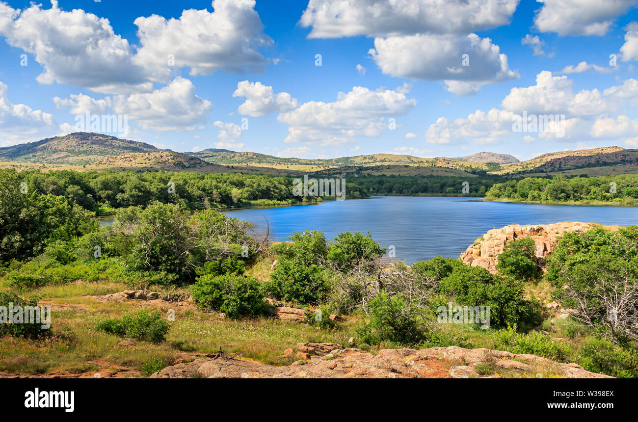 Quannah Parker Lake in the Wichita Mountains of near Cache, Oklahoma ...