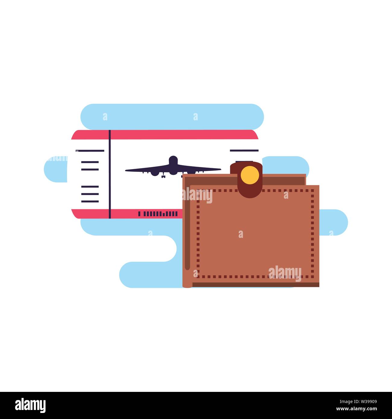 wallet with ticket flight document vector illustration design Stock ...