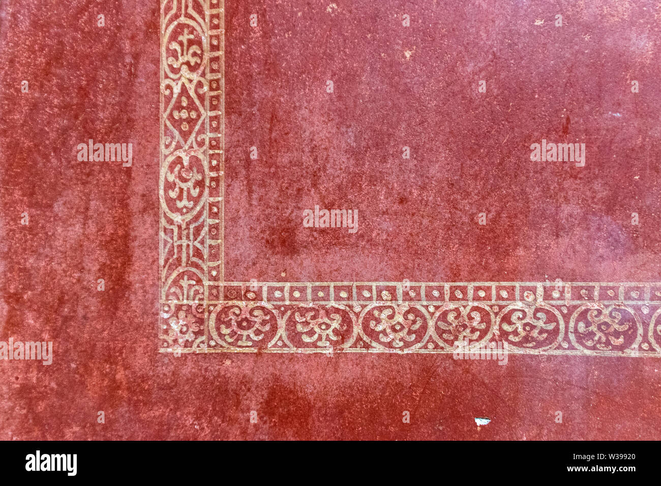 A hand painted ancient Roman pattern on stucco in Pompeii, Italy Stock ...