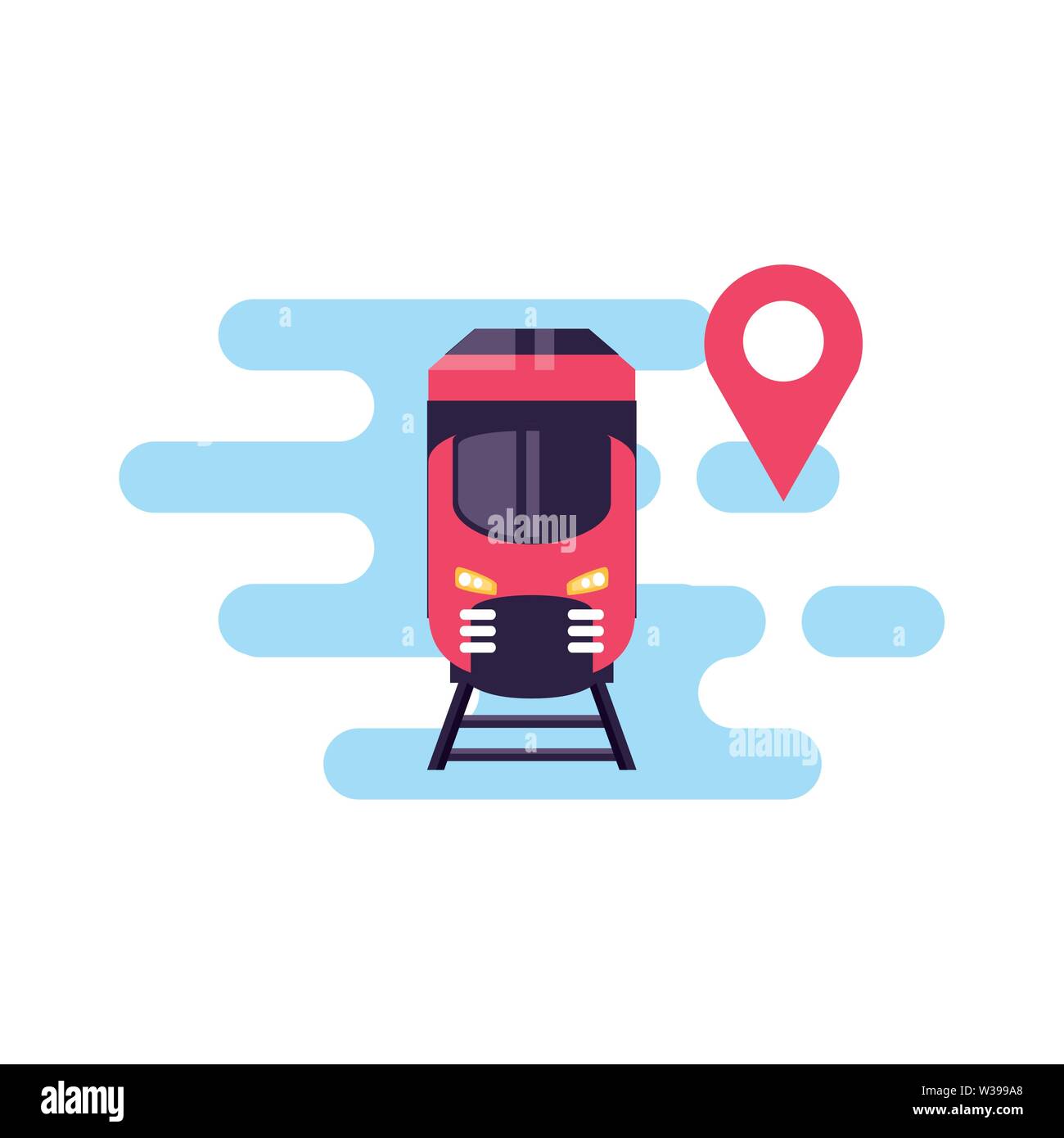 train travel vehicle with pin location vector illustration design Stock ...