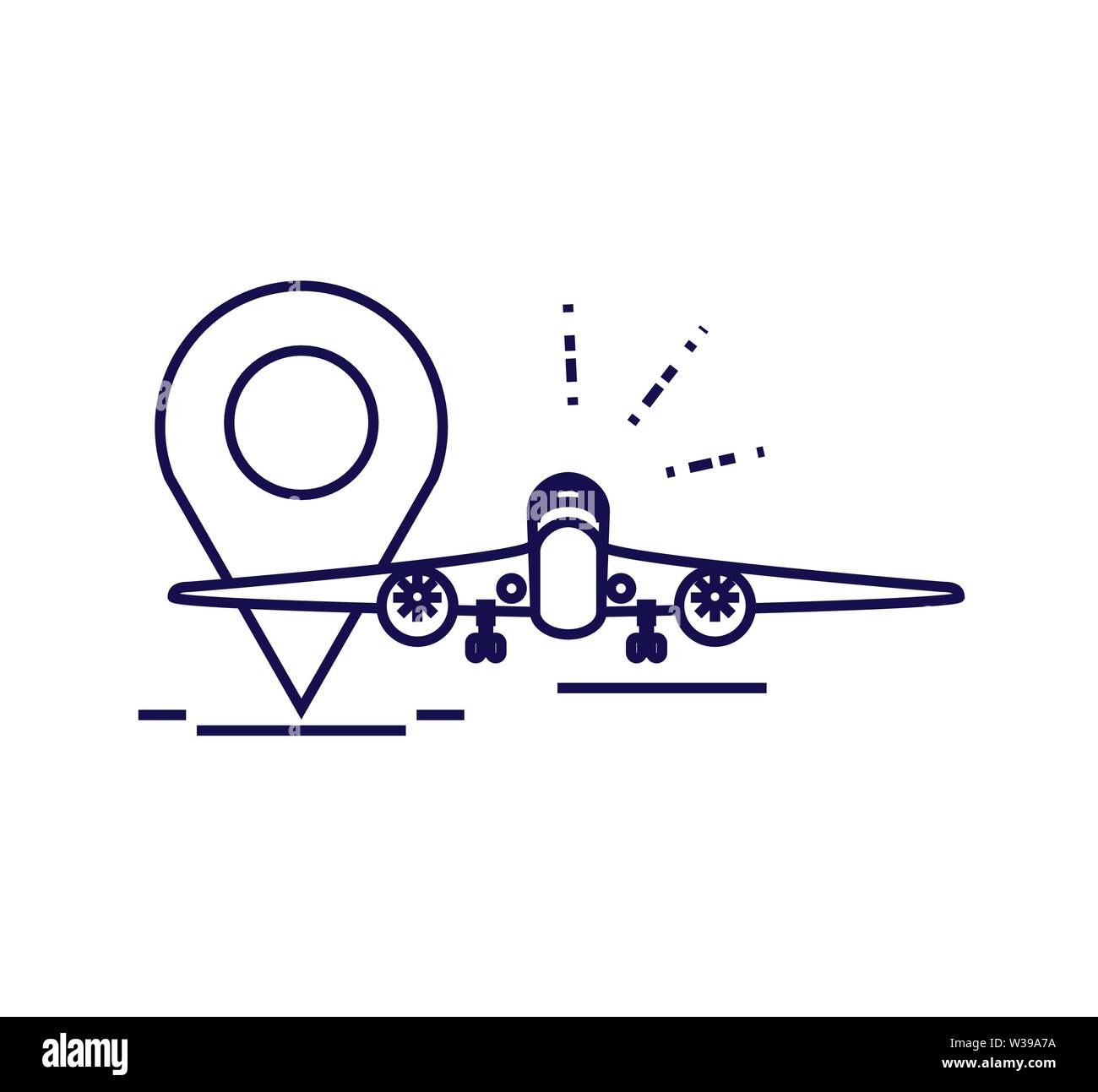 airplane flying with pin location vector illustration design Stock ...
