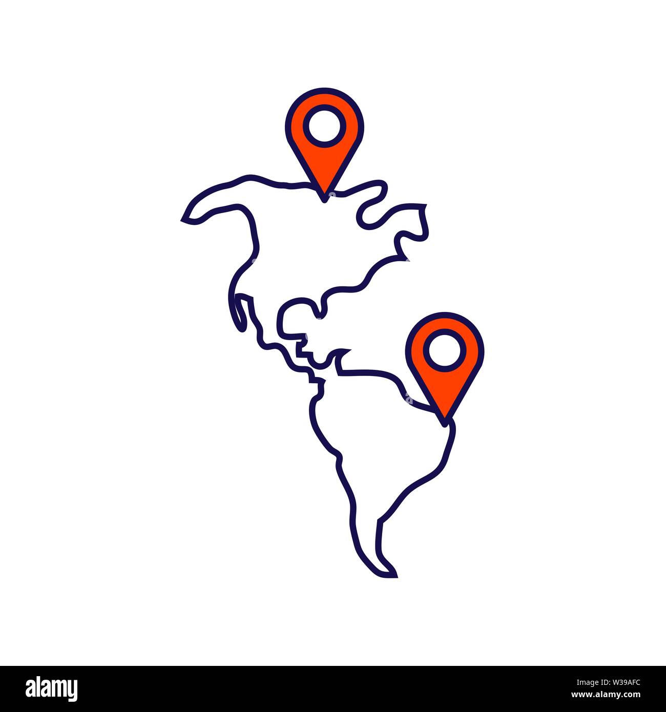 world planet earth with pins location vector illustration design Stock ...