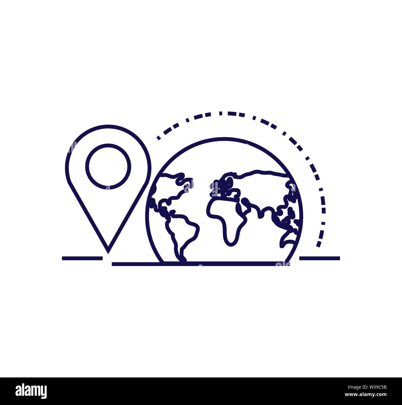 world planet earth with pins location vector illustration design Stock ...