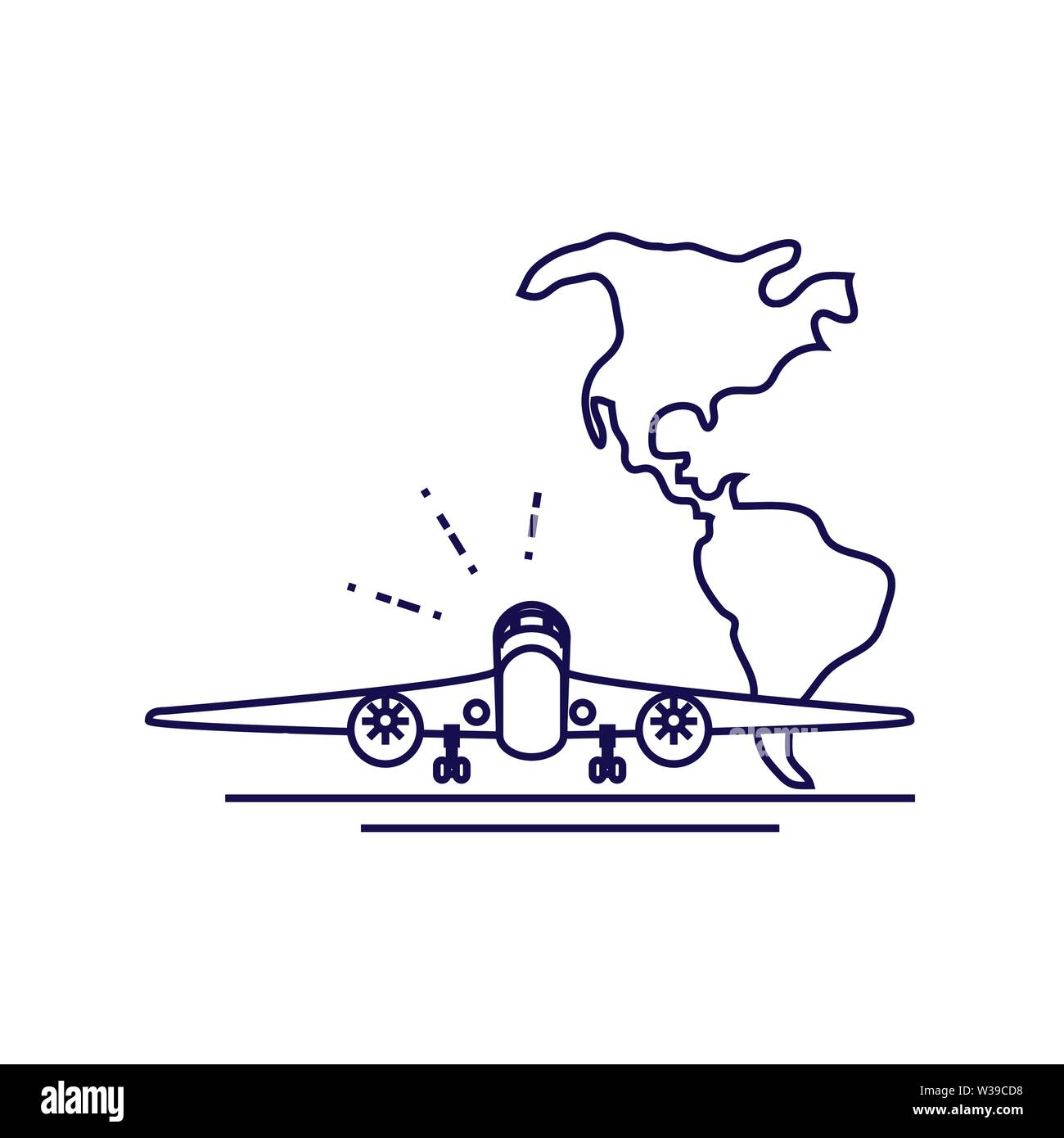 airplane flying with world planet vector illustration design Stock ...
