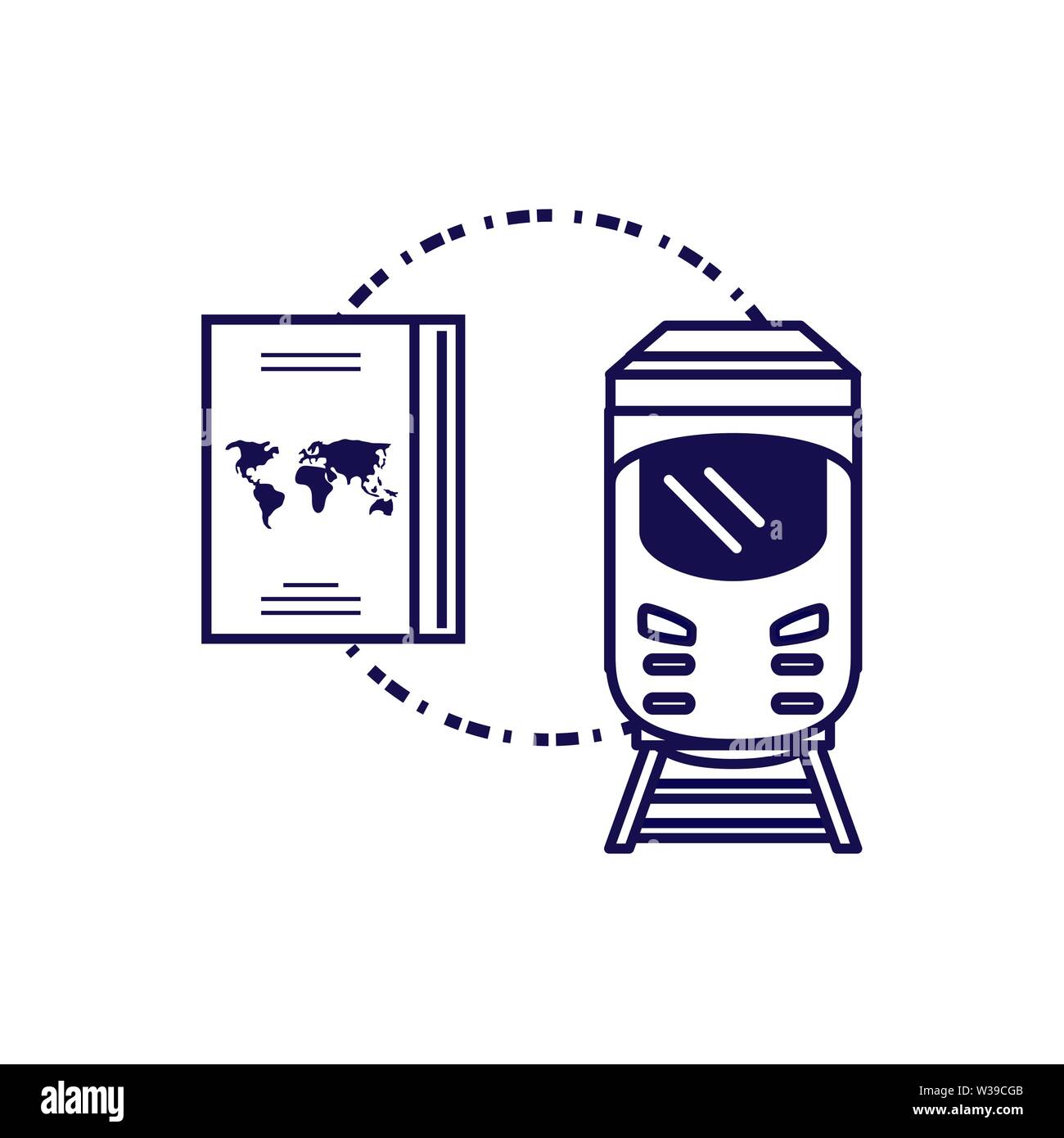 passport document travel with train vector illustration design Stock ...