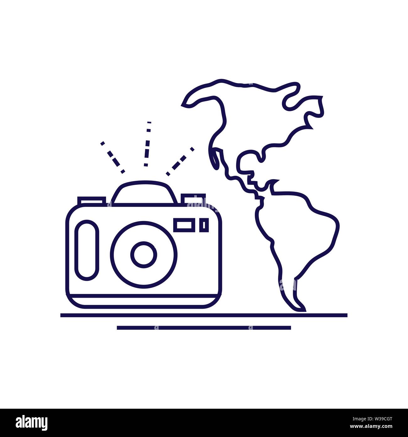 world planet earth maps with camera photographic vector illustration ...