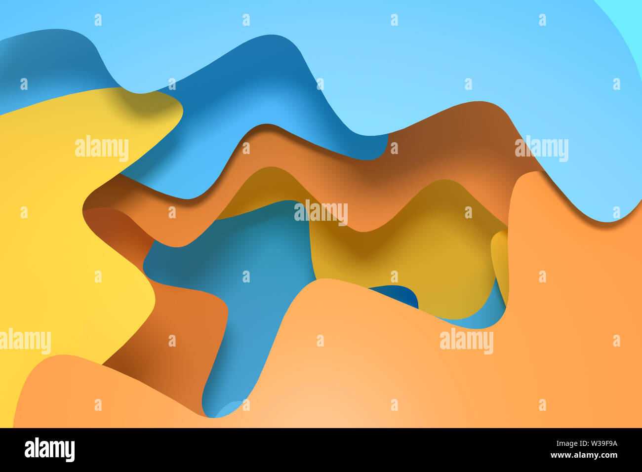Curve paper background, colorful background, 3d rendering. computer digital background Stock ...