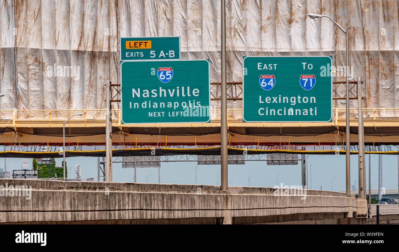 Street signs to Nashville and Lexington - LOUISVILLE, USA - JUNE 14 ...