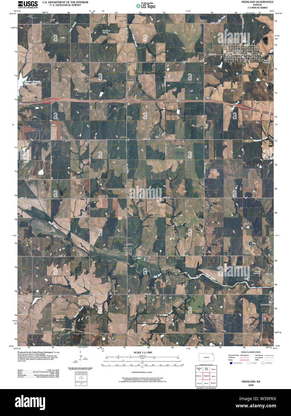 Highland kansas map hi-res stock photography and images - Alamy