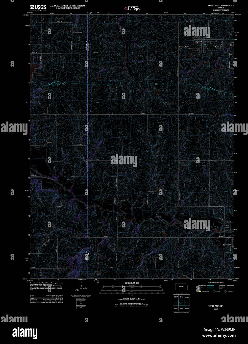 Highland kansas map hi-res stock photography and images - Alamy