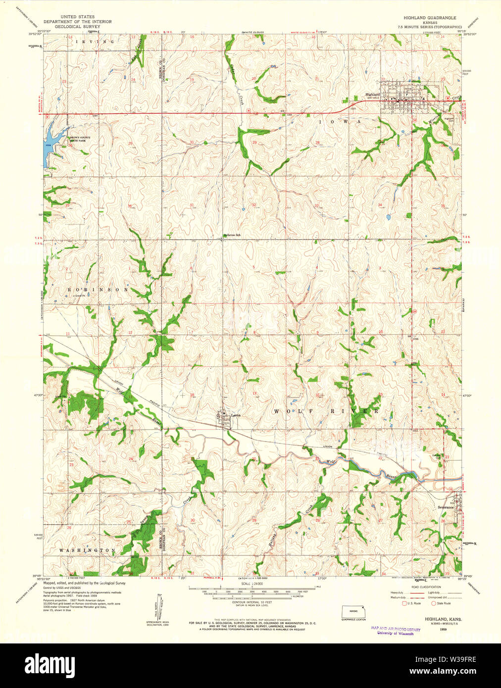 Highland kansas map hi-res stock photography and images - Alamy