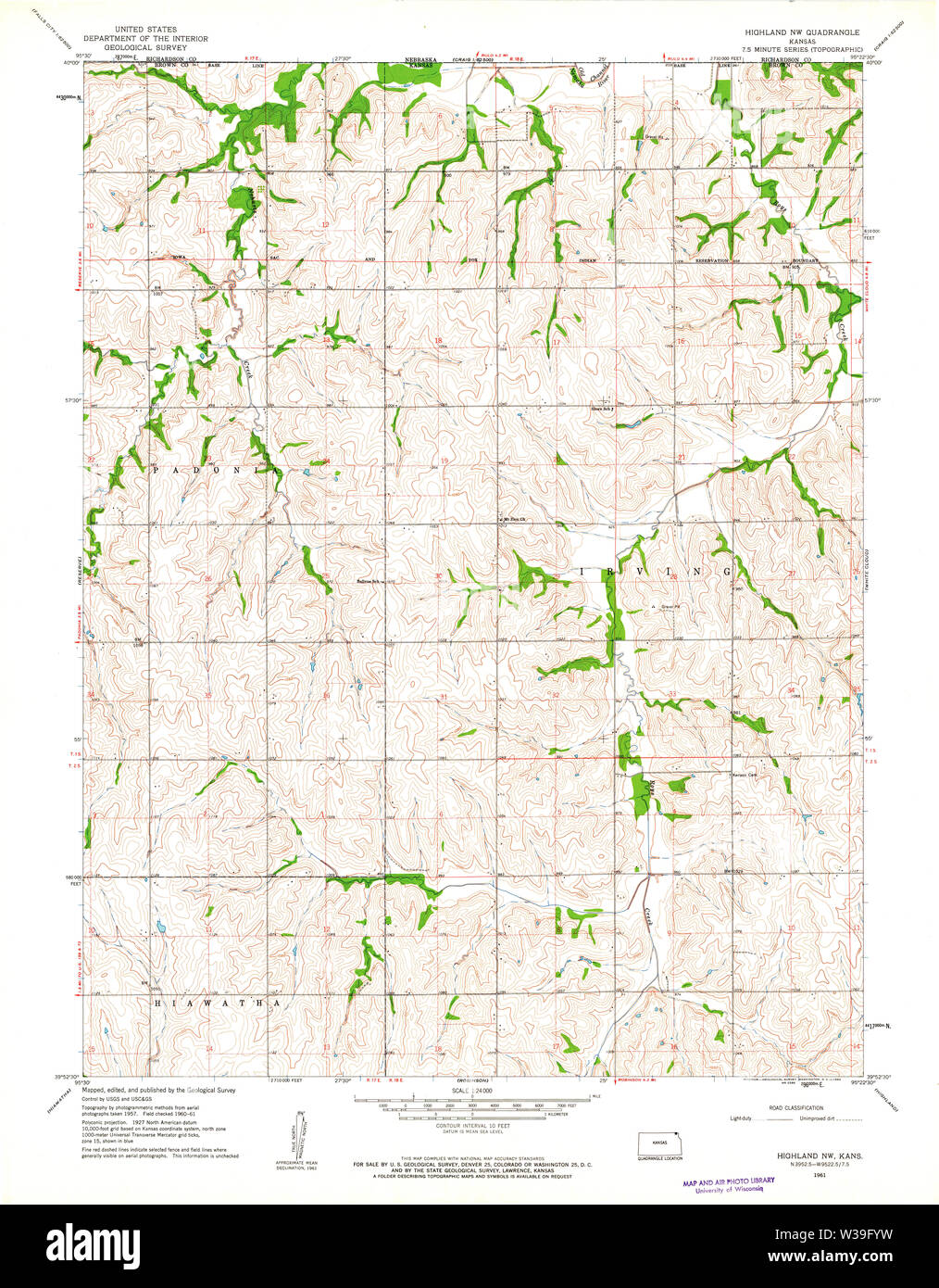 Highland kansas map hi-res stock photography and images - Alamy