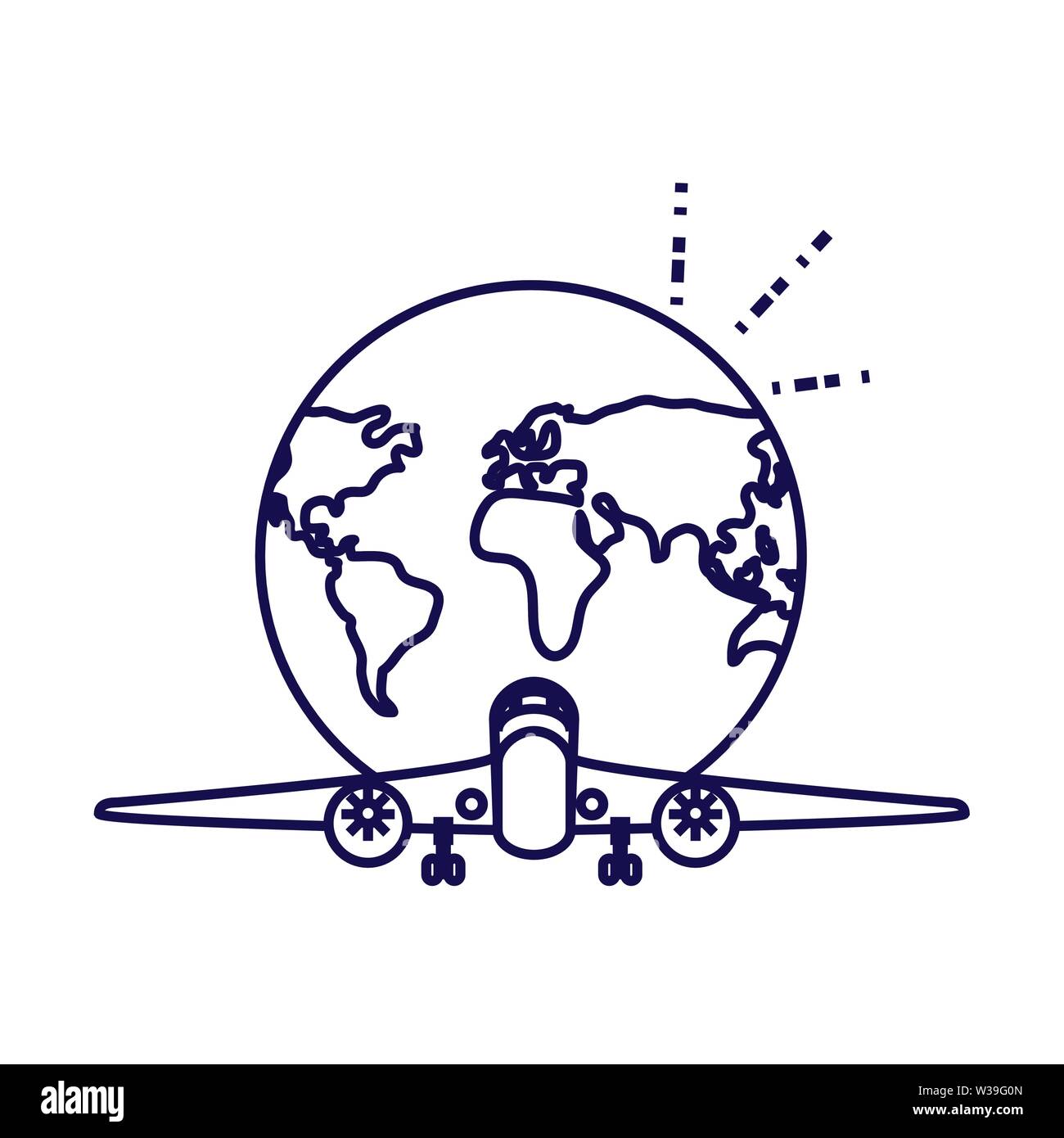 airplane flying with world planet vector illustration design Stock ...