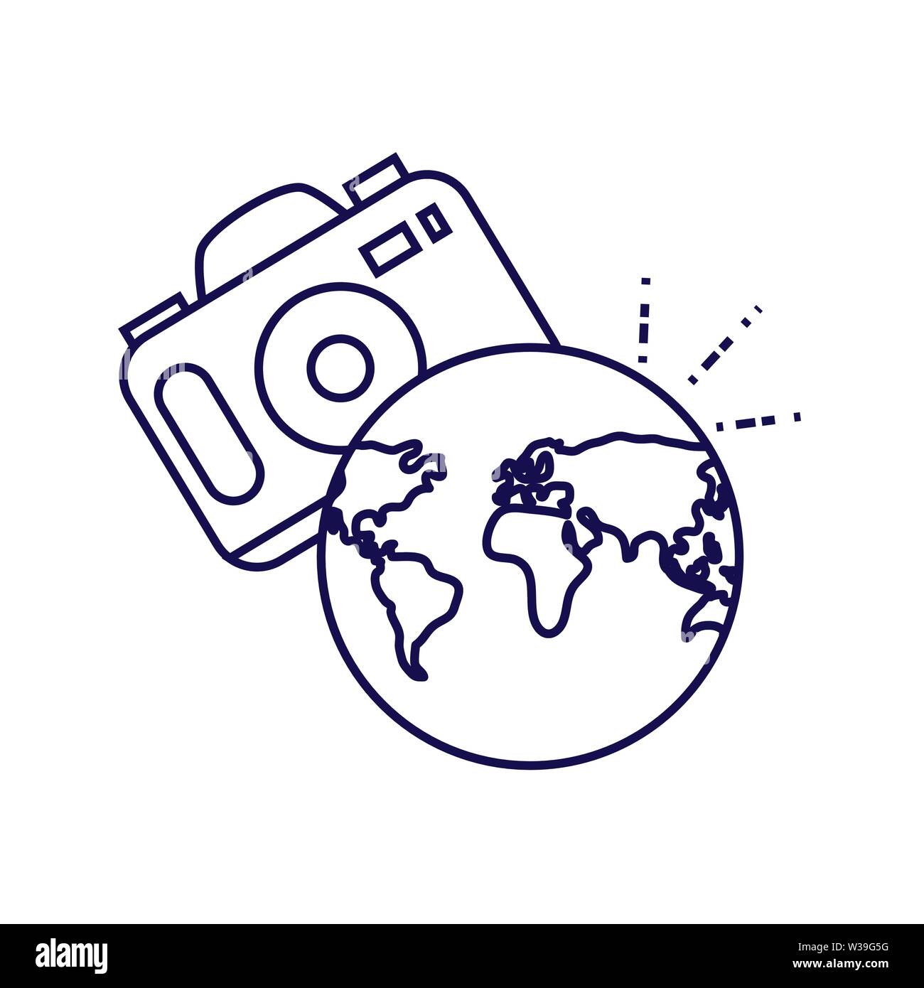 world planet earth maps with camera photographic vector illustration ...