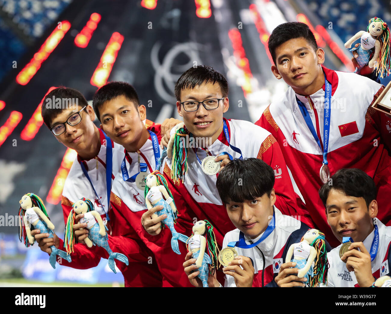 Naples, Italy. 13th July, 2019. Jiang Jiehua, Jiang Hengnan, Wang Yu ...