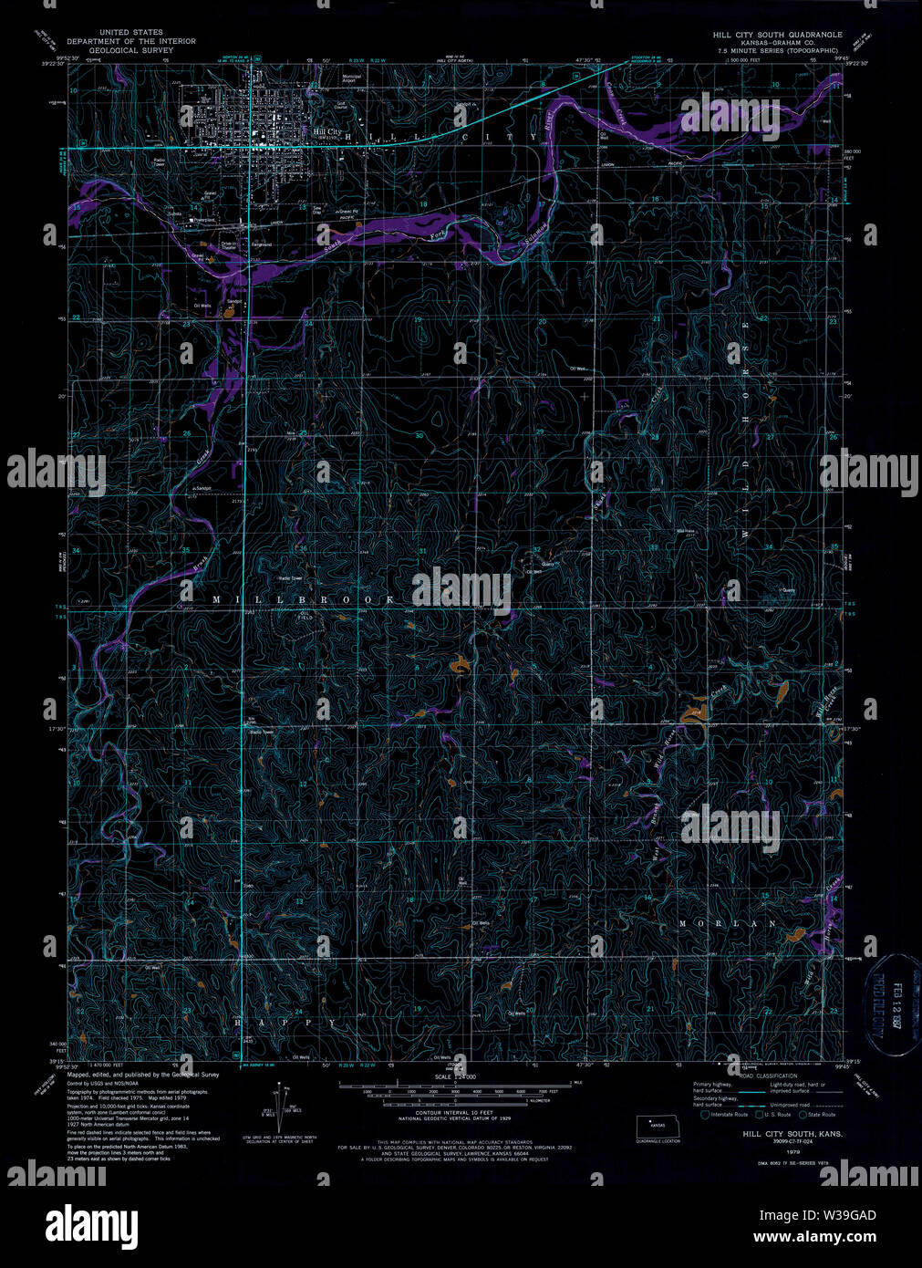 USGS TOPO Map Kansas KS Hill City South 801603 1979 24000 Inverted ...